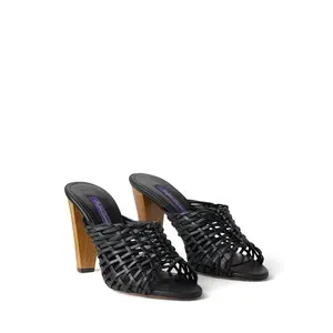 Ralph Lauren Adela 95 Mm Woven Lambskin Mule