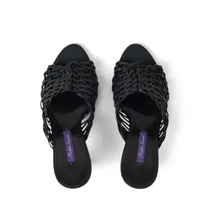 Ralph Lauren Adela 95 Mm Woven Lambskin Mule