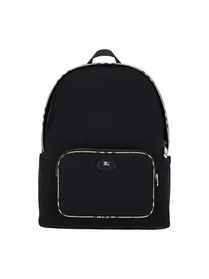 Burberry Backpack With Check Finishes