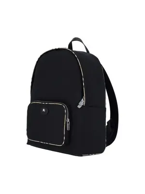 Burberry Backpack With Check Finishes
