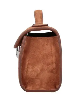 Savette Symmetry Slim" Pouch With Gold Tone Flap Closure - Brown