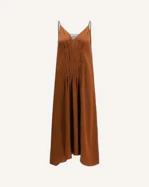Prada V-neck Long Dress - Brown