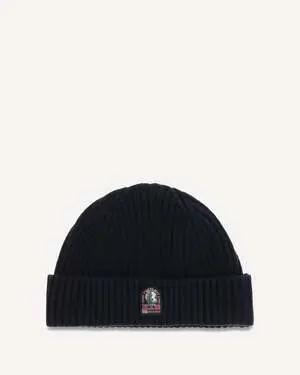 PARAJUMPERS Beanie In Ribbed Knit With Logo - Blue