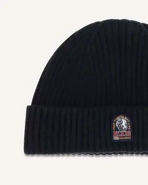 PARAJUMPERS Ribbed Knit Beanie With Logo - Blue