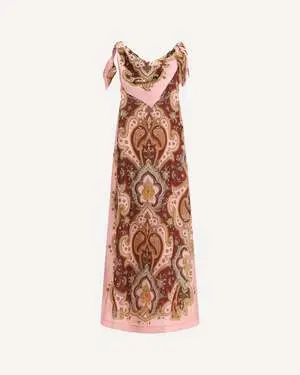 ALEMAIS Porter Linen-blend Maxi Dress With Bandana Detail - Multicolour