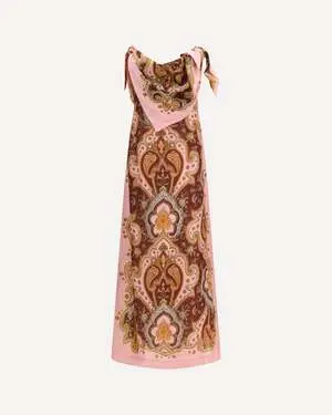 ALEMAIS Porter Linen-blend Maxi Dress With Bandana Detail - Multicolour