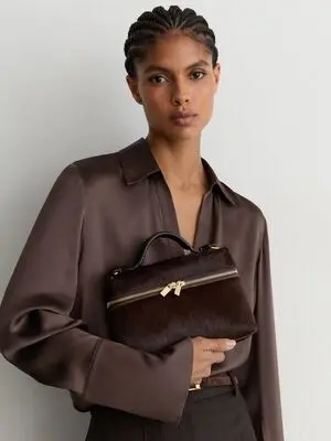 REISS Ines Vanity Crossbody Bag - Chocolate
