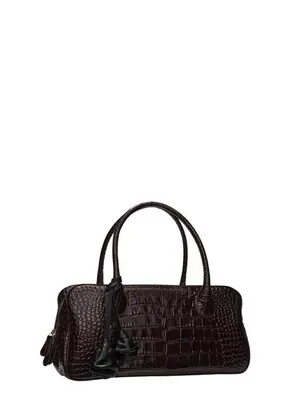 Magda Butrym Brigitte Bag In Dark Crocodile-embossed Leather Wit