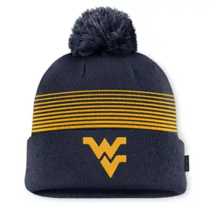 Nike West Virginia Sideline Peak College Cuffed Pom Beanie - Blue