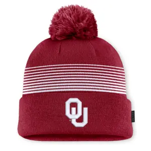 JORDAN Oklahoma Sideline Peak Brand College Cuffed Pom Beanie - Red