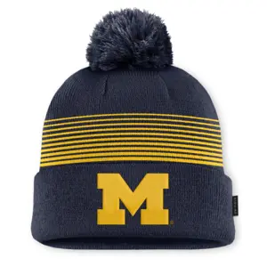 JORDAN Michigan Sideline Peak Brand College Cuffed Pom Beanie - Blue