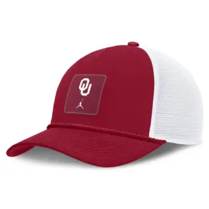 JORDAN Oklahoma Sideline Gameday Rope Brand College Trucker Adjustable Hat - Red