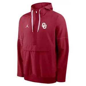 JORDAN Oklahoma Sideline Anorak Brand College 1/2-zip Hooded Jacket - Red