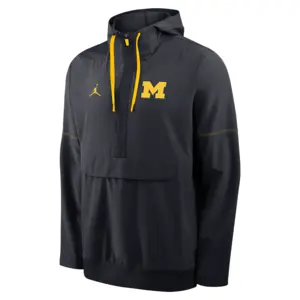 JORDAN Michigan Sideline Anorak Brand College 1/2-zip Hooded Jacket - Blue