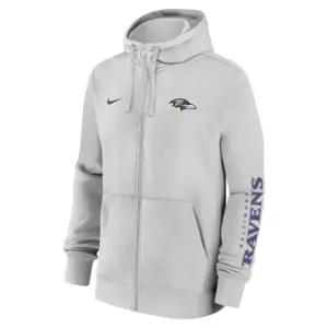 Nike Baltimore Ravens Club Nfl Full-zip Hoodie - Grey