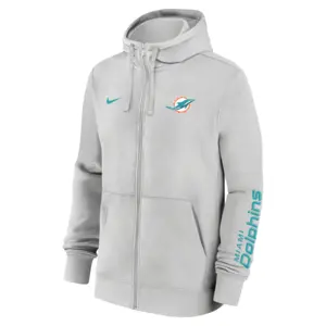 Nike Miami Dolphins Club Nfl Full-zip Hoodie - Grey