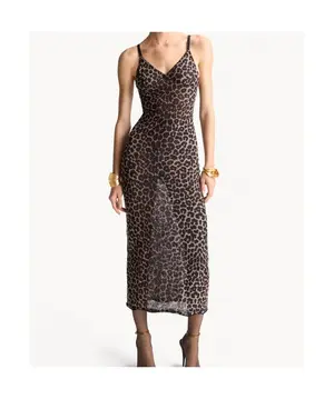 Saint Laurent Print Tulle Slip Dress