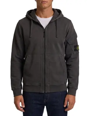 Stone Island Logo Patch Zip-up Hoodie