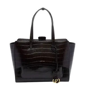 HIDESINS Large Croc Effect Tote Bag With Detachable Pouch - No