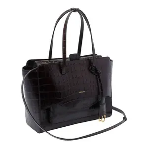 HIDESINS Large Croc Effect Tote Bag With Detachable Pouch - No