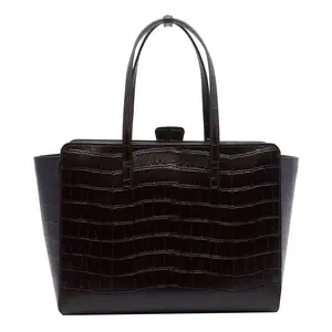 HIDESINS Large Croc Effect Tote Bag With Detachable Pouch - No
