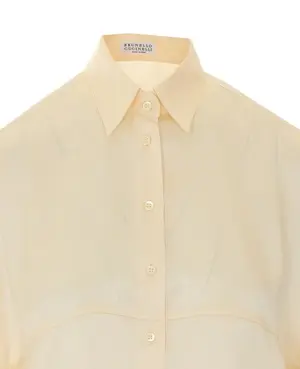 Brunello Cucinelli Balloon Sleeve Silk Shirt