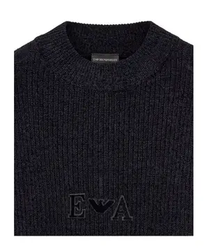 Emporio Armani Logo Embroidered Ribbed Sweater