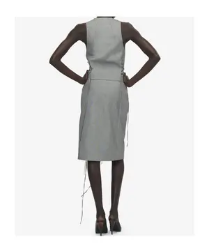 Alexander McQueen Lace-up Floral Lace Panel Pencil Skirt - Grey