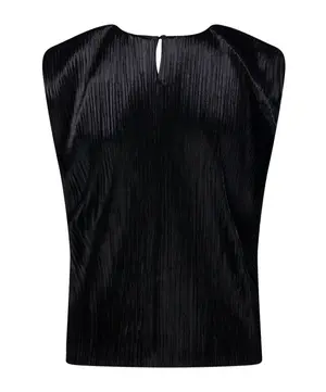 FORTE_FORTE Sleeveless Pleated Jersey Top - Black