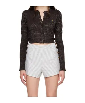 VIVIENNE WESTWOOD Cropped Logo Button Cardigan With Metallic Thread Detail