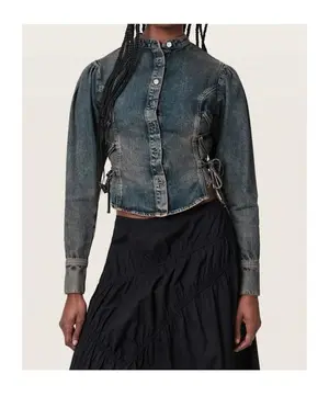 ALLSAINTS Evanna Lace-up Denim Top
