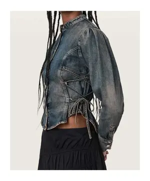 ALLSAINTS Evanna Lace-up Denim Top