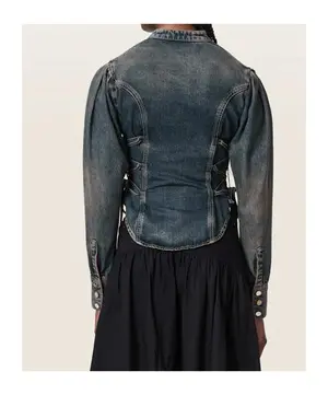 ALLSAINTS Evanna Lace-up Denim Top