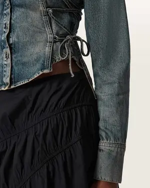 ALLSAINTS Evanna Lace-up Denim Top
