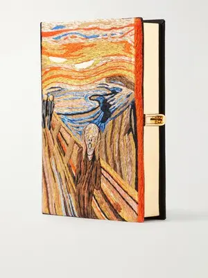 OLYMPIA LE-TAN The Scream Embroidered Canvas Clutch - Multi