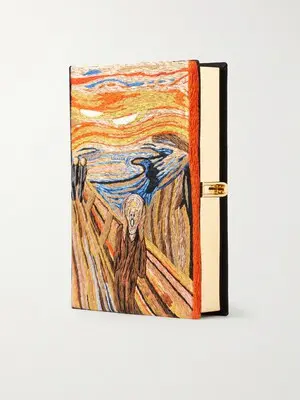 OLYMPIA LE-TAN The Scream Embroidered Canvas Clutch - Multi