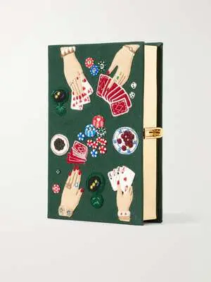 OLYMPIA LE-TAN The Queen Of Cards Embroidered Canvas Clutch - Multi