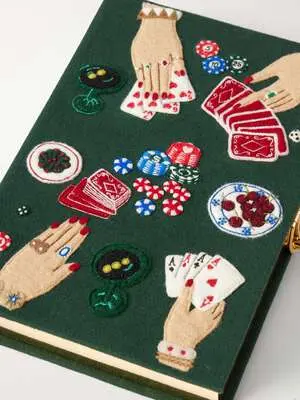 OLYMPIA LE-TAN The Queen Of Cards Embroidered Canvas Clutch - Multi