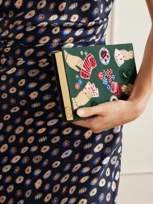 OLYMPIA LE-TAN Queen Of Cards' Embroidered Book Clutch - Multi