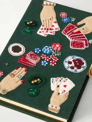 OLYMPIA LE-TAN Queen Of Cards' Embroidered Book Clutch - Multi