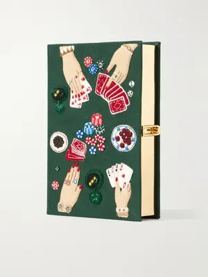 OLYMPIA LE-TAN Queen Of Cards' Embroidered Book Clutch - Multi