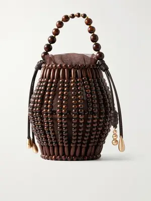 Cult Gaia Lanterna Wood-beaded Mini Bag - Brown