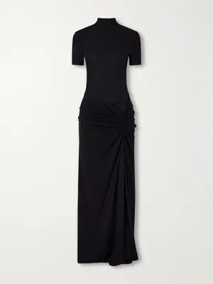 Christopher Esber Fusion Ruched Jersey Maxi Dress - Black