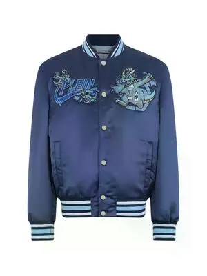 Philipp Plein Satin Dragon Stones Bomber Jacket - Blue