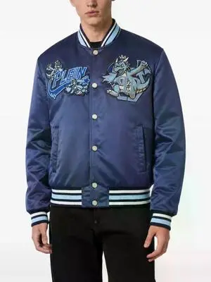 Philipp Plein Satin Dragon Stones Bomber Jacket