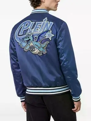 Philipp Plein Satin Dragon Stones Bomber Jacket