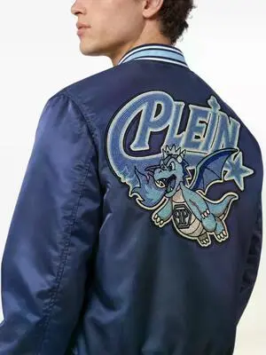 Philipp Plein Satin Dragon Stones Bomber Jacket