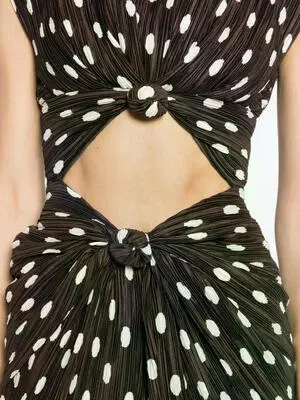 Cult Gaia Marilou Polka-dot Plissé Dress - Brown