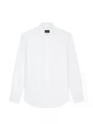 Giorgio Armani Regular Fit Cotton Seersucker Shirt - White