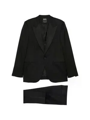 Zegna Peak-lapel Wool Suit - Black
